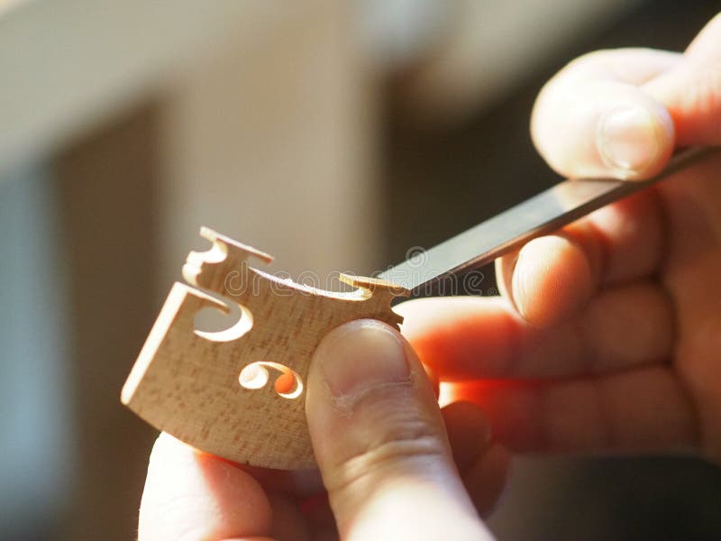 Luthier Positioning a Bridge To a Violin with Precision Stock Image ...