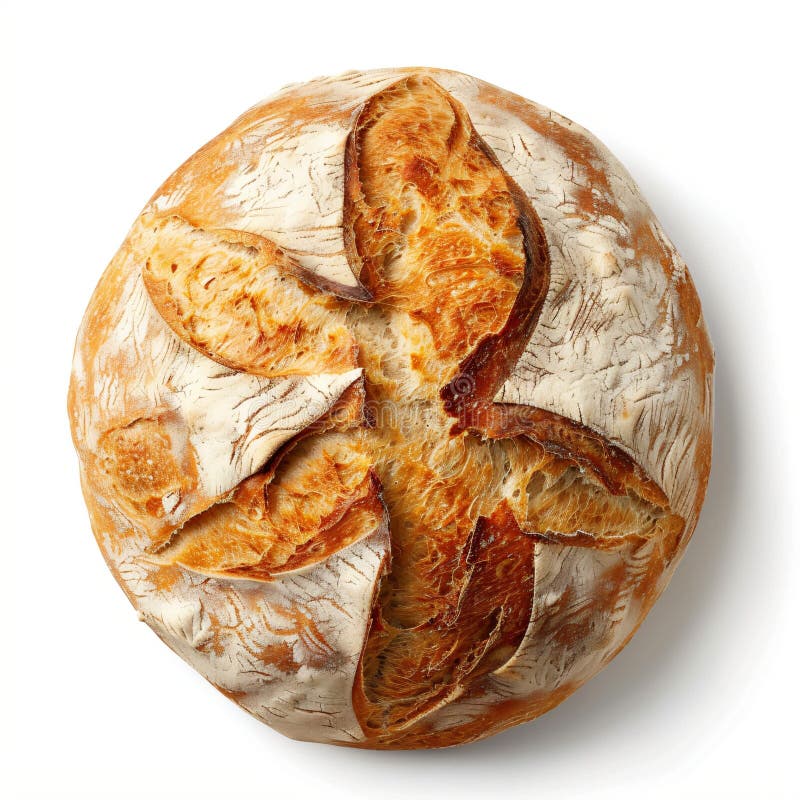 Artisan Round Sourdough Bread with Rustic Crust Design on White ...