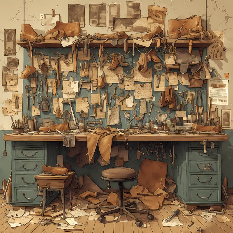 An Artisan S Haven: a Cobbler S Workshop Stock Illustration ...