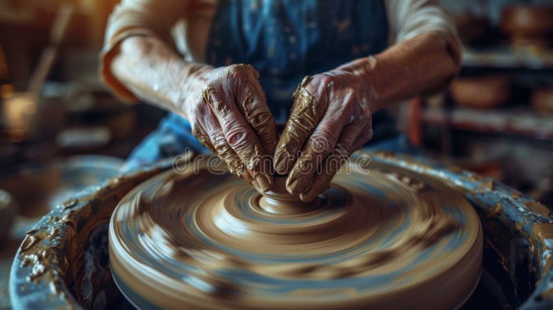 Artisan Shaping Clay on Wheel.AI Generated Image Stock Image - Image of ...
