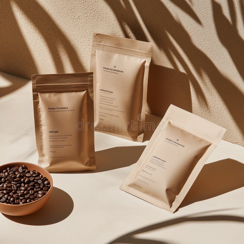 Artisan Small-Batch Coffee Packaging Design in Rich Brown Tones Stock ...