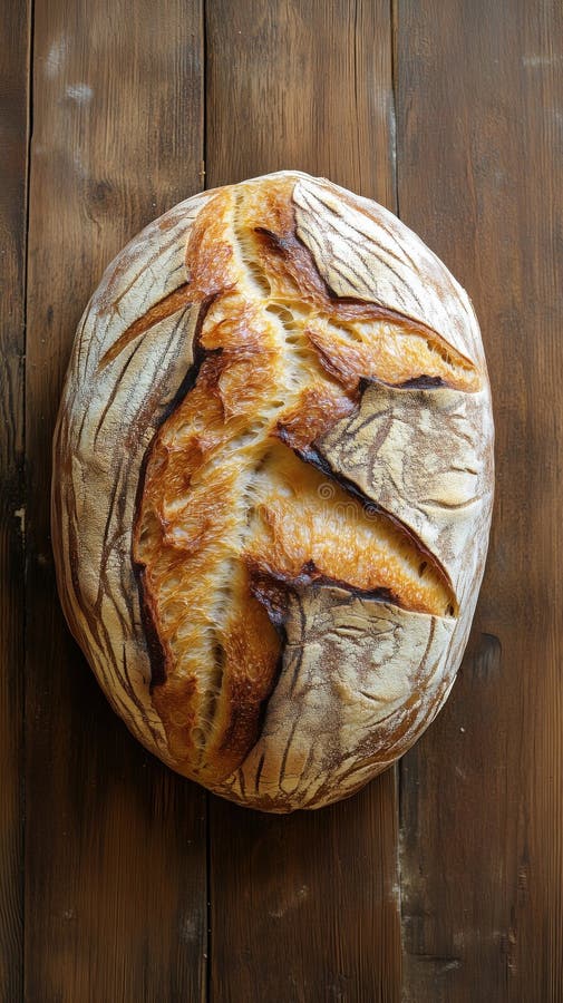 Artisan Sourdough Bread with Crispy Crust and Intricate Scoring ...