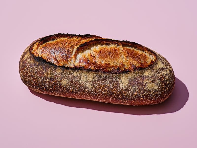 Artisan Sourdough Bread on Pink Background Stock Illustration ...