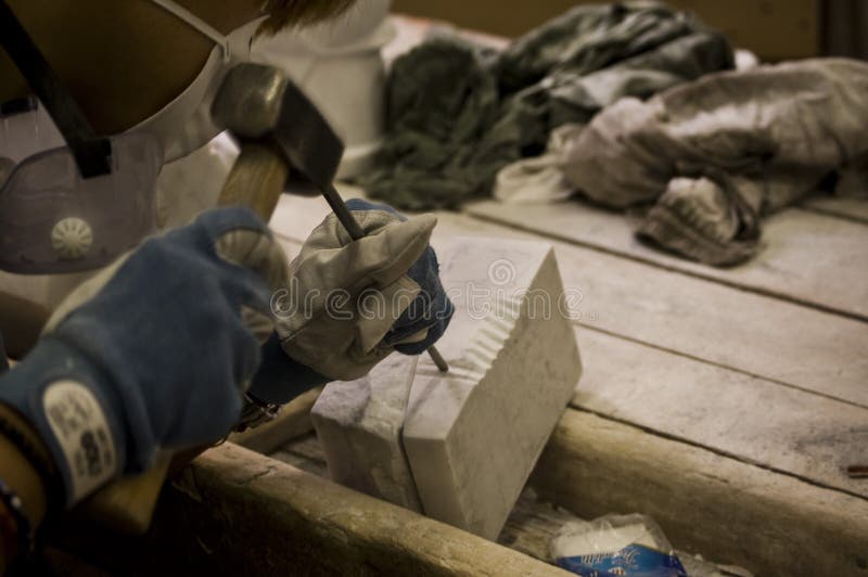 Artisan stonemason stock image. Image of mallet, stone - 13690959