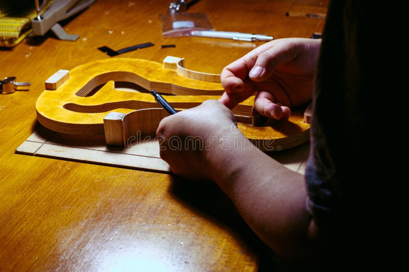 Artisan Violin Maker Luthier Working on Violin Center Bot, Corner ...