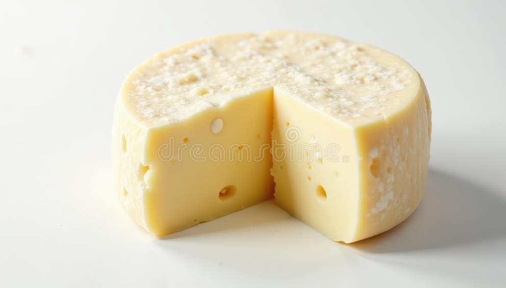 Artisan Wheel of White Cheese on White Background, Artisan, Mozzarella ...