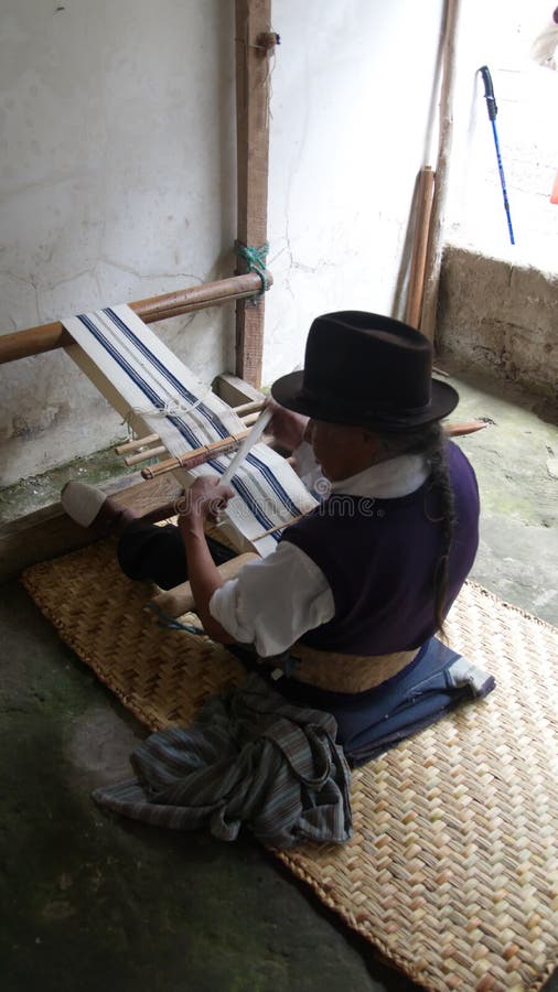 Artisan Working on a Backstrap Loom in an Artisanal Shop Editorial ...