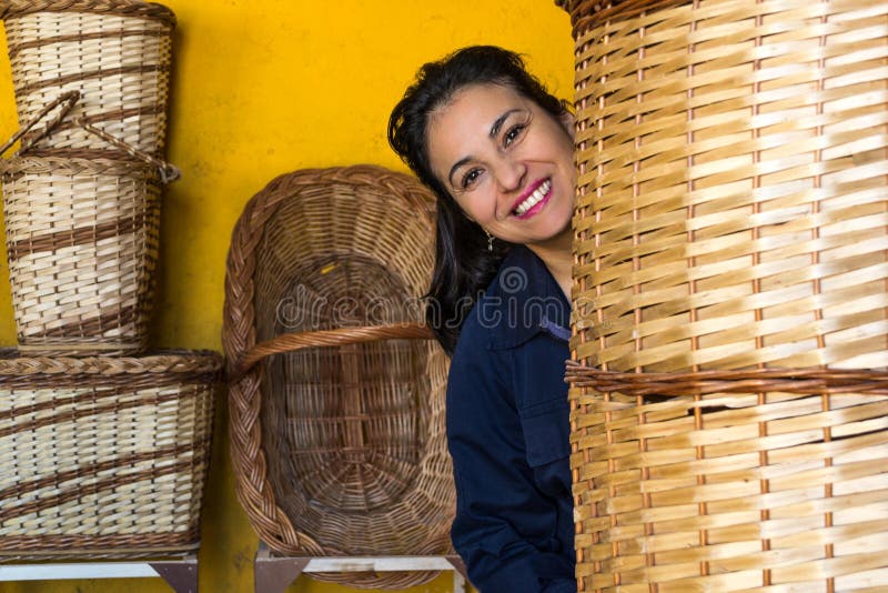 Artisan Working in Wicker and Carpentry Stock Image - Image of timber ...