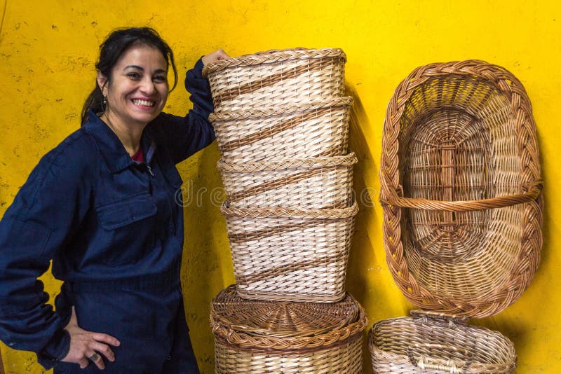 Artisan Working in Wicker and Carpentry Stock Image - Image of wood ...