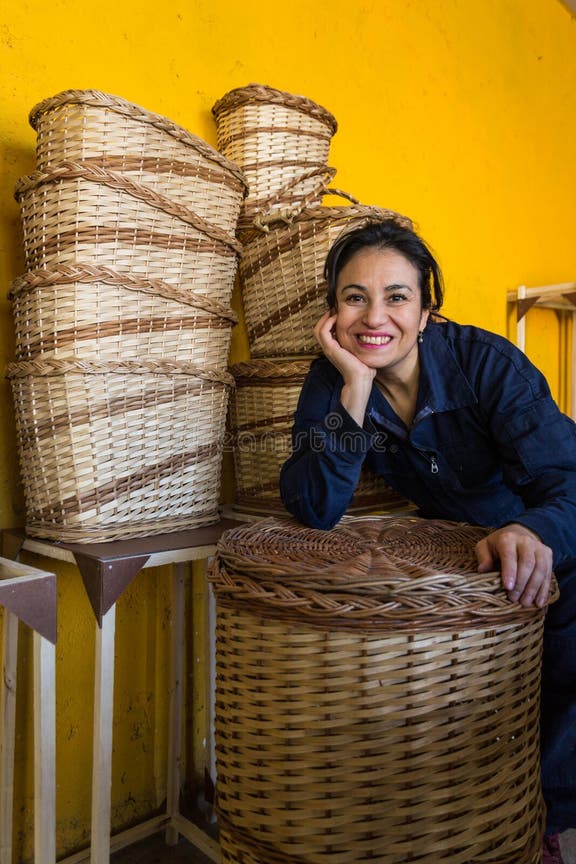 Artisan Working in Wicker and Carpentry Stock Photo - Image of ...