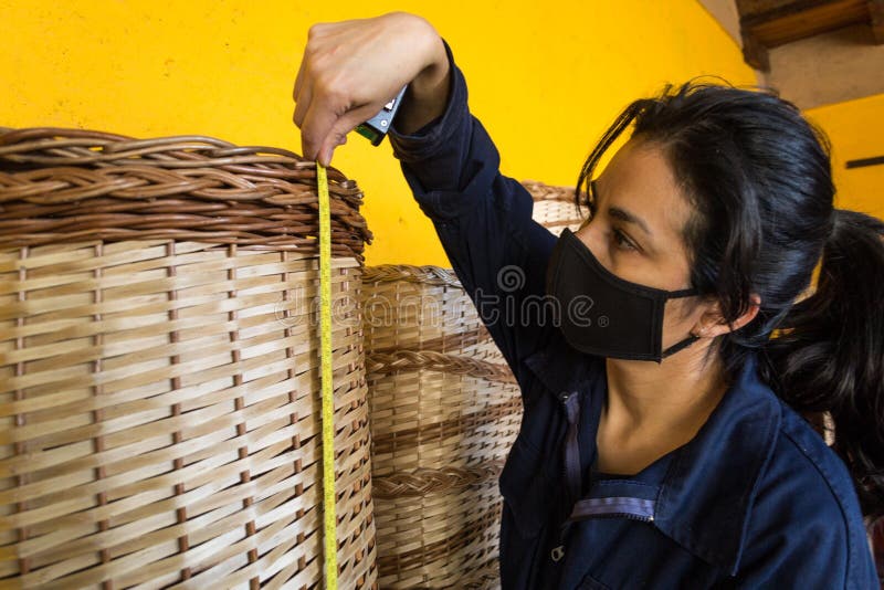 Artisan Working in Wicker and Carpentry Stock Image - Image of ...