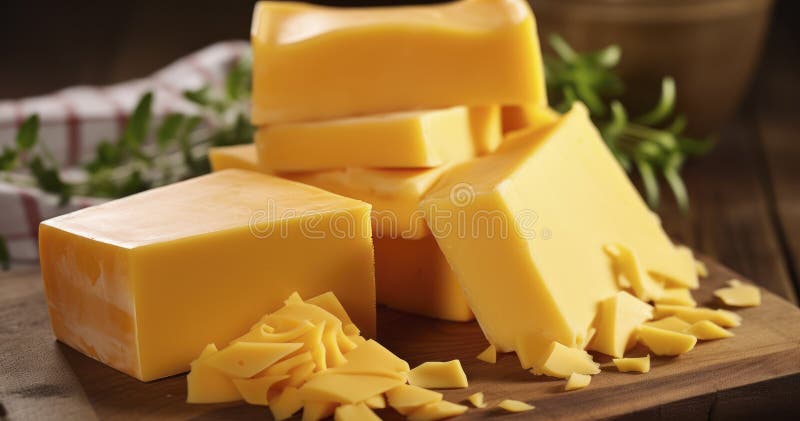 The Artisanal Beauty of Cheddar Cheese on a Rustic Wood Background ...