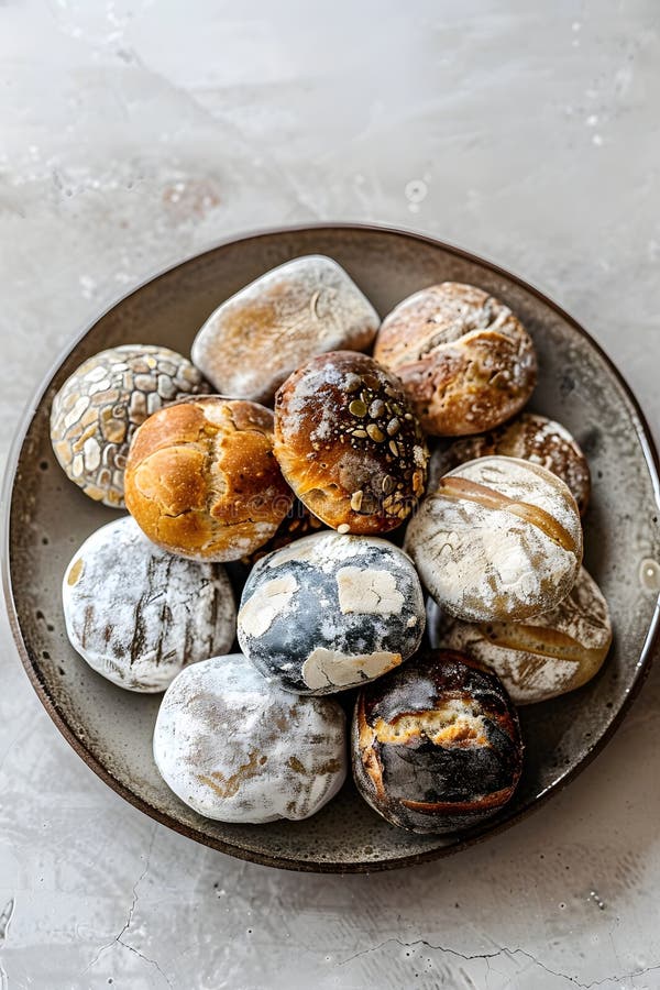 Rustic Artisanal Bread Rolls Resembling Unique Rock Formations Stock ...
