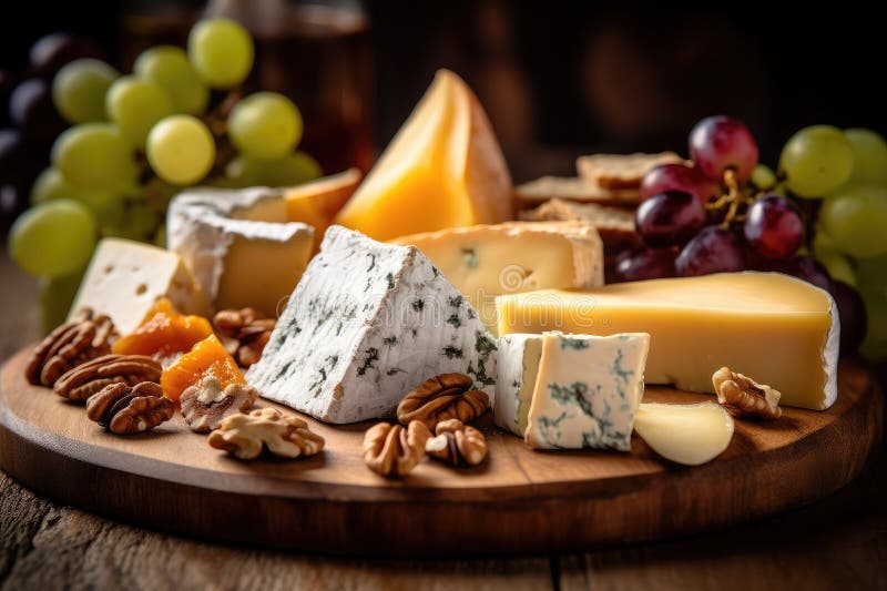 Artisanal Cheese Platter stock image. Image of grapes - 282602371