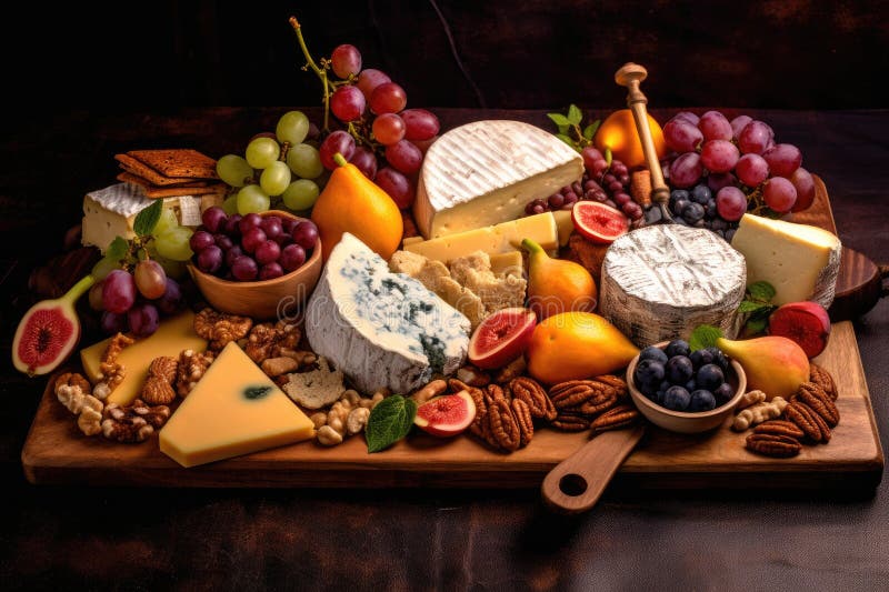 Artisanal Cheese Platter stock illustration. Illustration of textures ...