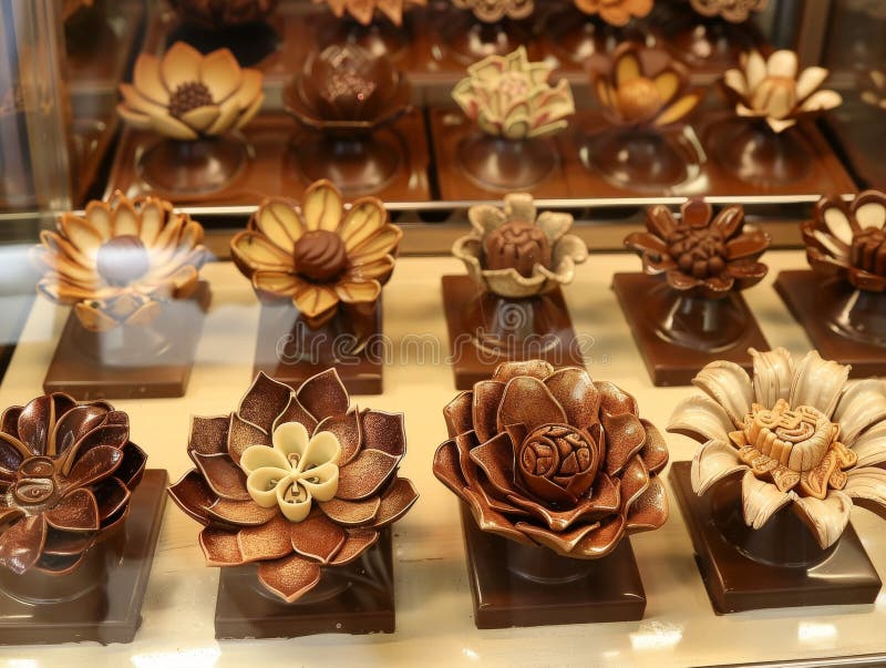 An Artisanal Chocolate Shop Display Featuring an Array of Chocolate ...