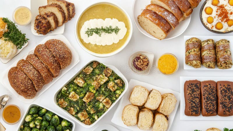 Artisanal Food Feast: a Delicious Array of Culinary Delights on a White ...