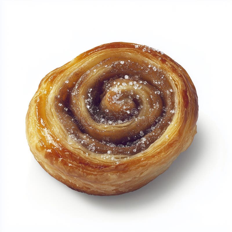 Artisanal Layered Danish with Coarse Sugar Dusting on White, Created ...