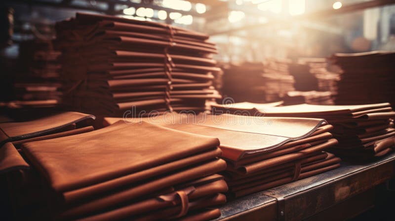 Artisanal Leather Crafting Process in Production. Stock Image - Image ...