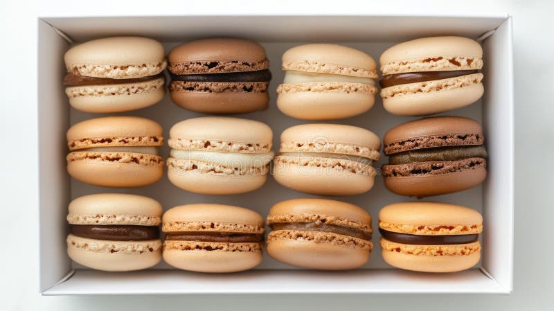 Artisanal Macarons Assortment in Elegant White Box. Stock Illustration - Illustration of flavors ...