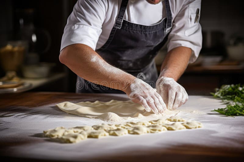 Artisanal Pasta Making Process. Generative Ai. Stock Illustration ...