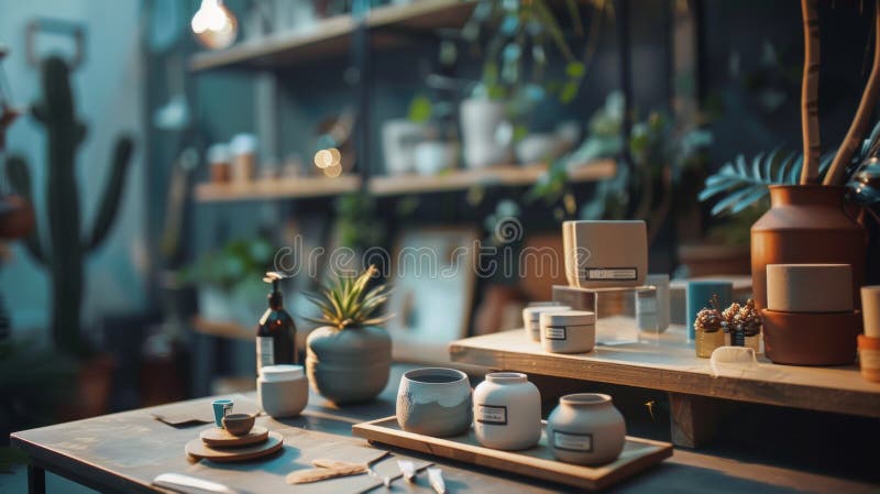Artisanal Pottery Displayed in a Modern Shop Stock Image - Image of ...