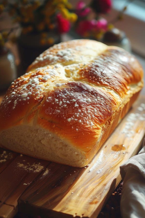 Artisanal Sourdough Bread Loaves on Rustic Wooden Board Stock Photo ...