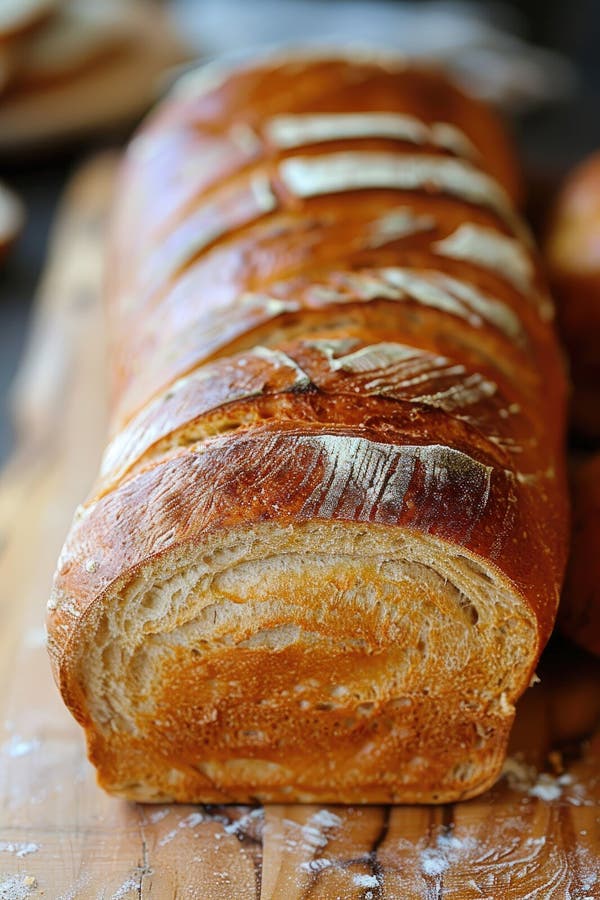 Artisanal Sourdough Bread Loaves on Rustic Wooden Board Stock ...