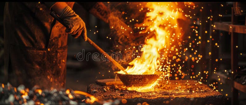 Artisans Casting Metal with Flames a Dance of Fire and Craftsmanship ...