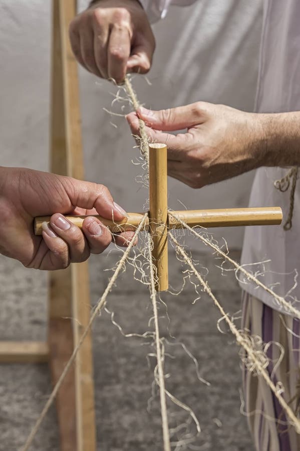 Craftsman Working with Rope and Cane Stock Image - Image of basket ...