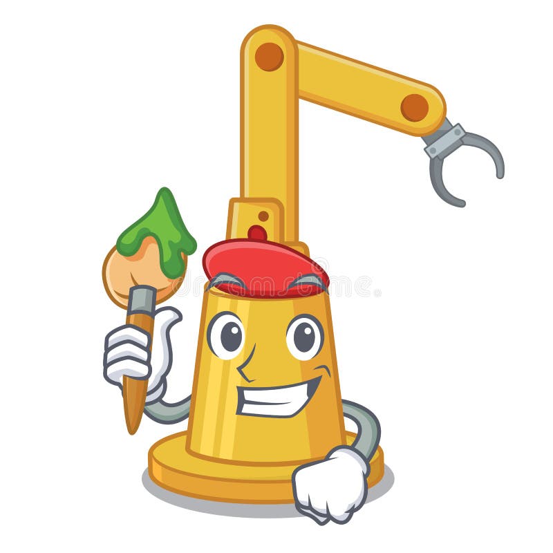Artist Assembly Automation Machine Isolated the Mascot Stock Vector ...