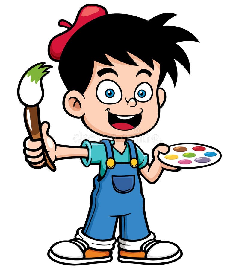 Artist boy stock vector. Illustration of brush, happy - 43271132