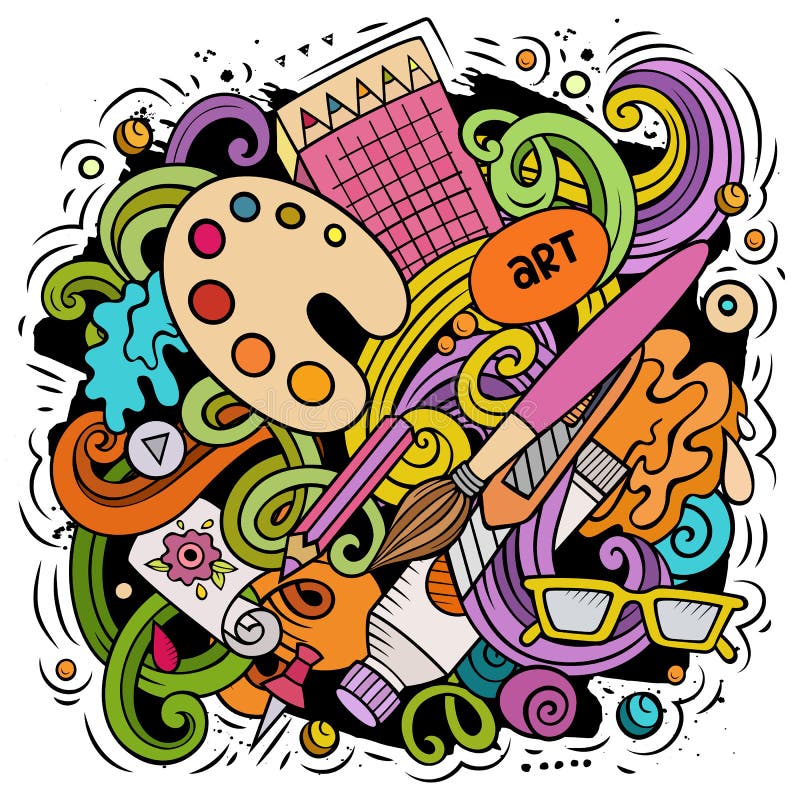 Artist Cartoon Doodle Illustration. Funny Art Design Stock Vector ...