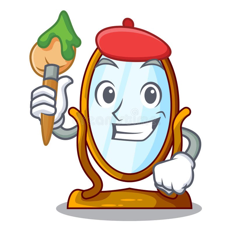 Artist Character Big Mirror in Beautiful Frame Stock Vector ...