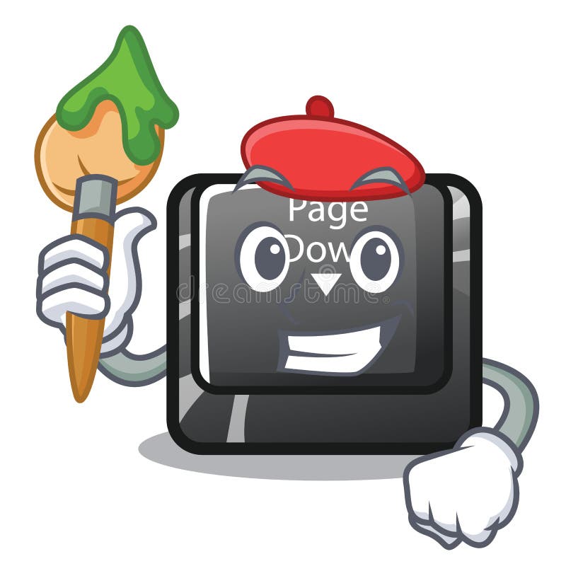 Artist Character Page Down Button Installed Computer Stock Vector ...