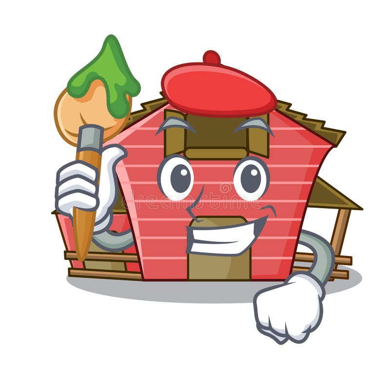 Artist Character Red Barn Building with Haystack Stock Vector ...