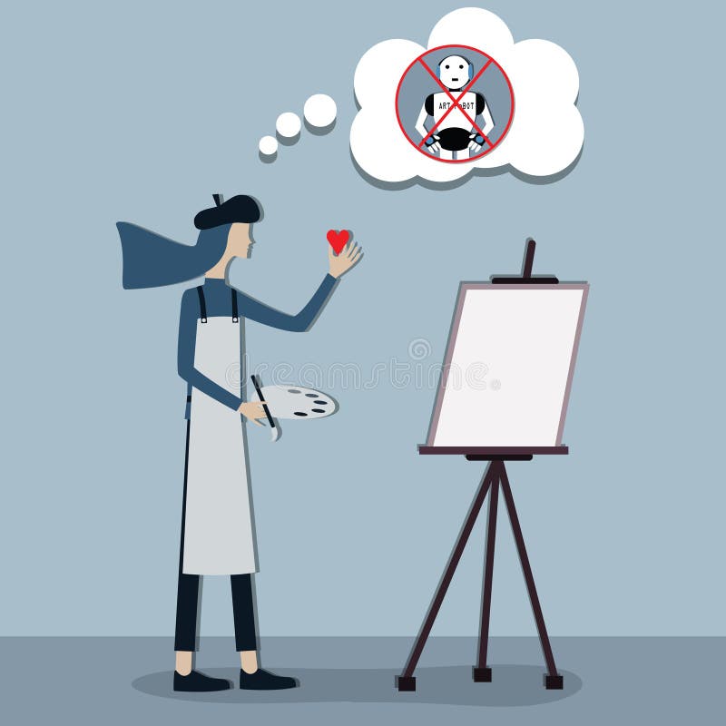 The Artist Creating Her Art with Heart - Vector Stock Vector ...