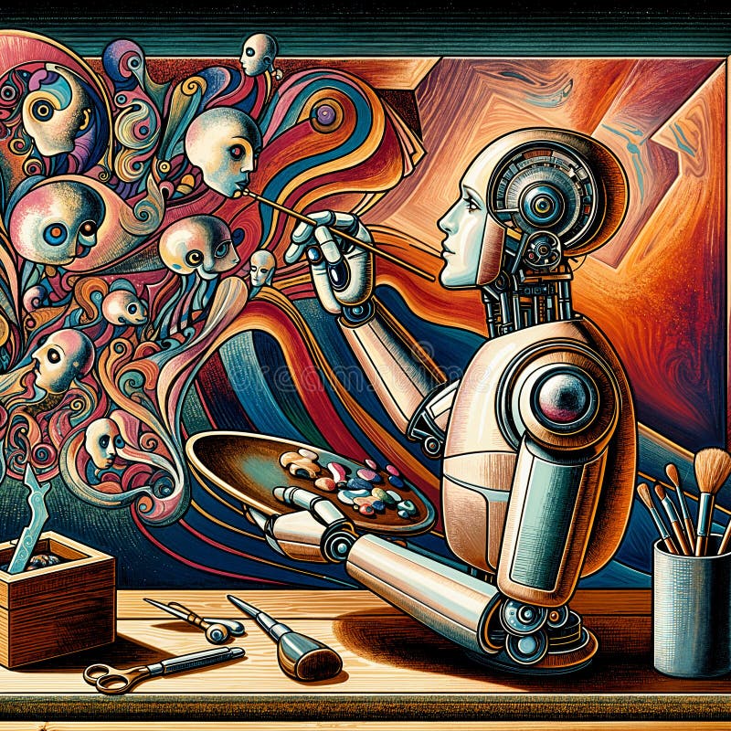 Artist creativity robot stock image. Image of artist - 322831161