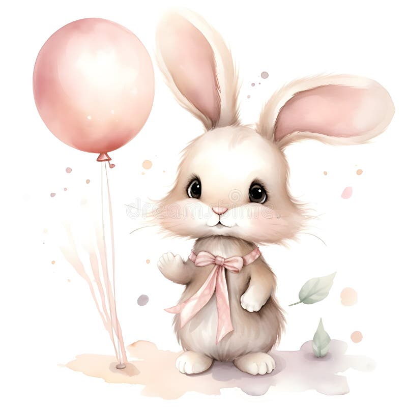 Artist Cute Bunny Blue Cute Bunny Watercolor Stock Illustration ...
