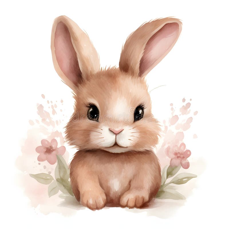 Artist Cute Bunny Blue Cute Bunny Watercolor Stock Illustration ...