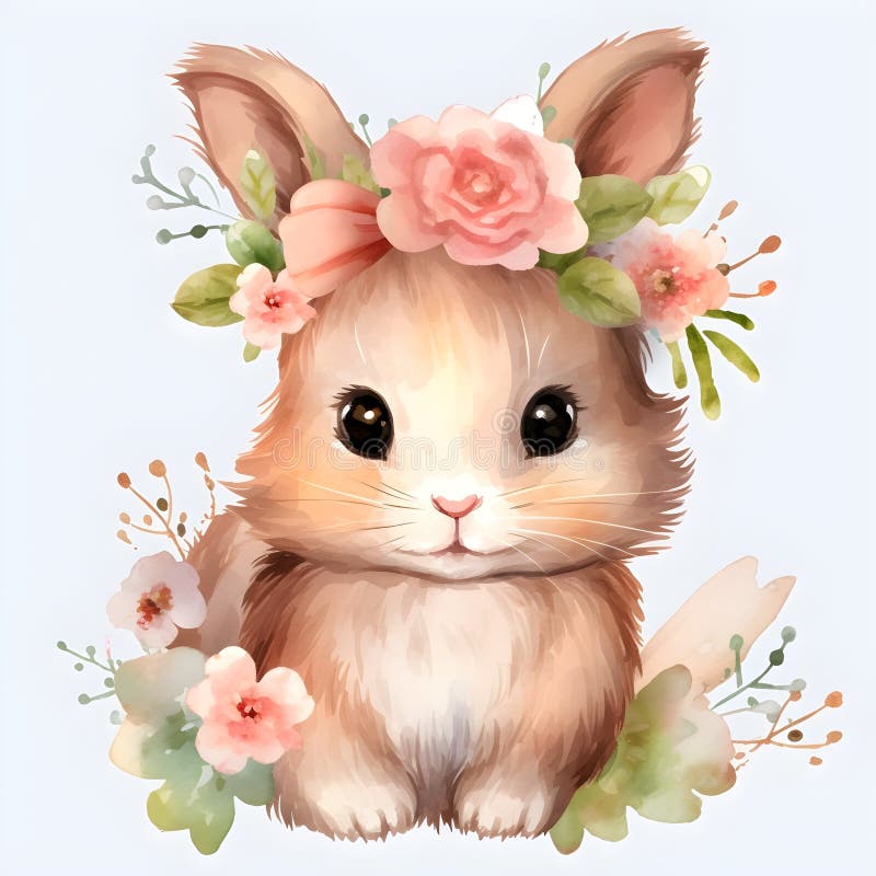 Artist Cute Bunny Blue Cute Bunny Watercolor Stock Illustration ...