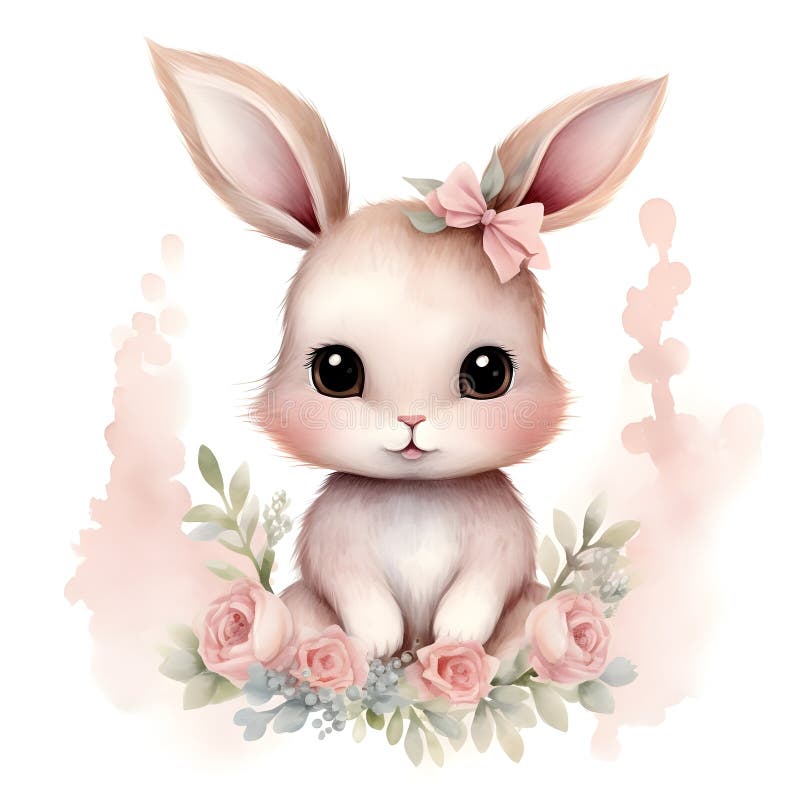 Artist Cute Bunny Blue Cute Bunny Watercolor Stock Illustration ...