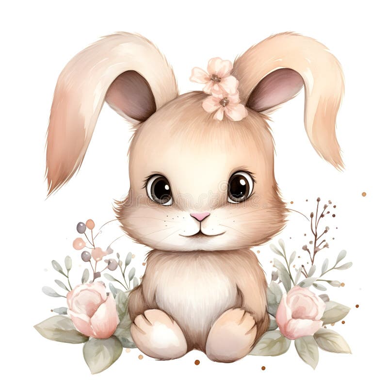Artist Cute Bunny Blue Cute Bunny Watercolor Stock Illustration ...