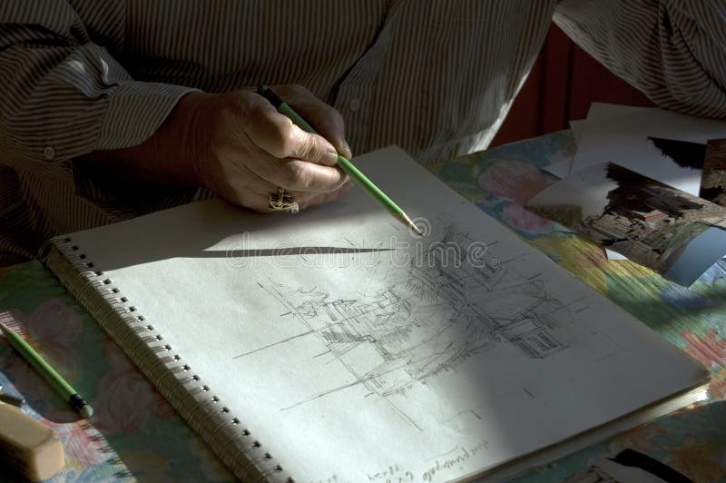 Artist Drawing stock image. Image of hand, sketch, painting - 11888303