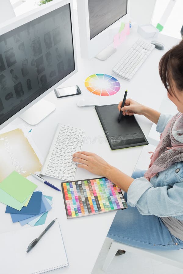 Artist Drawing Something On Graphic Tablet At Office Stock Photo ...