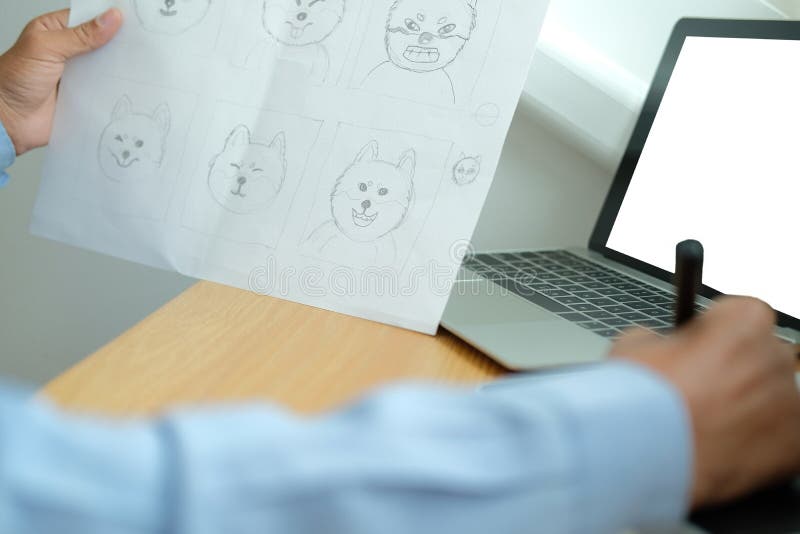 Artist Graphic Designer Drawing Artwork. Creative Design Workplace ...