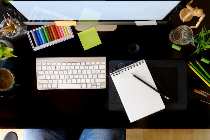 Artist Graphic Designer Workplace Table. Stock Photo - Image of desk ...