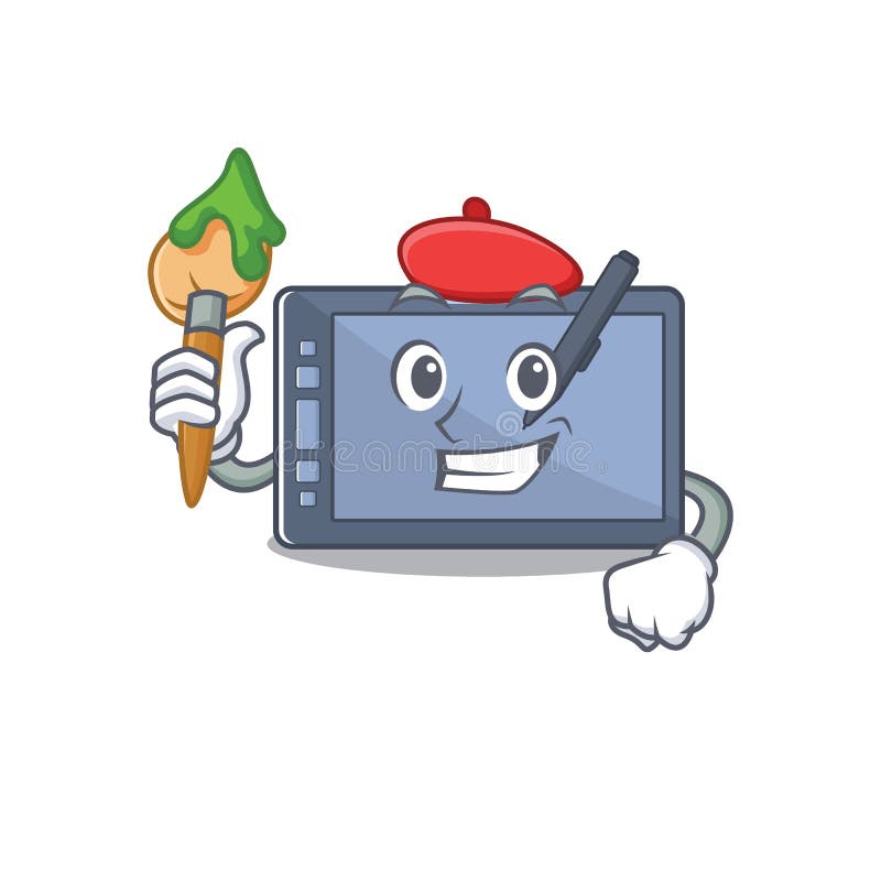 Artist Graphic Tablet Character with the Cartoon Stock Vector ...
