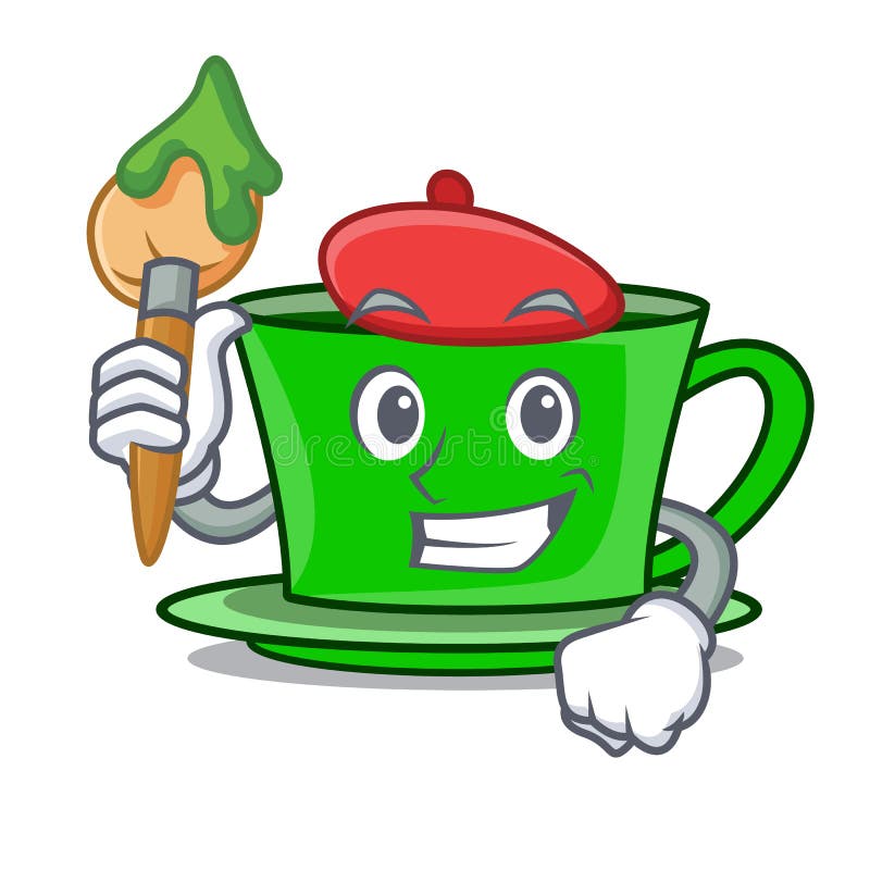 Artist Green Tea Character Cartoon Stock Vector - Illustration of ...