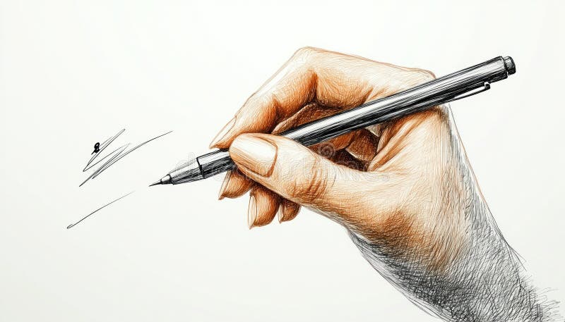 Artist Hand Drawing Precise Lines with a Technical Pen Stock ...